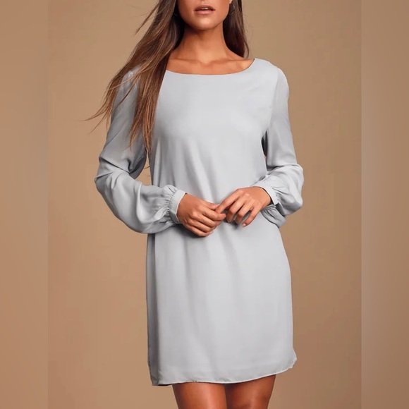 Lulus | Dresses | Lulus Grey Long Sleeve Shift Dress | Poshmark